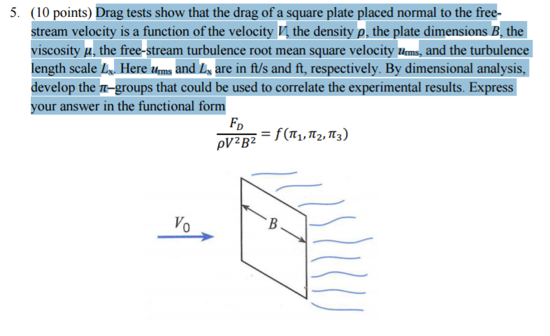 Solved Drag tests show that the drag of a square plate | Chegg.com