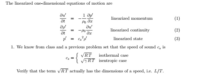 Solved The linearized one-dimensional equations of motion | Chegg.com
