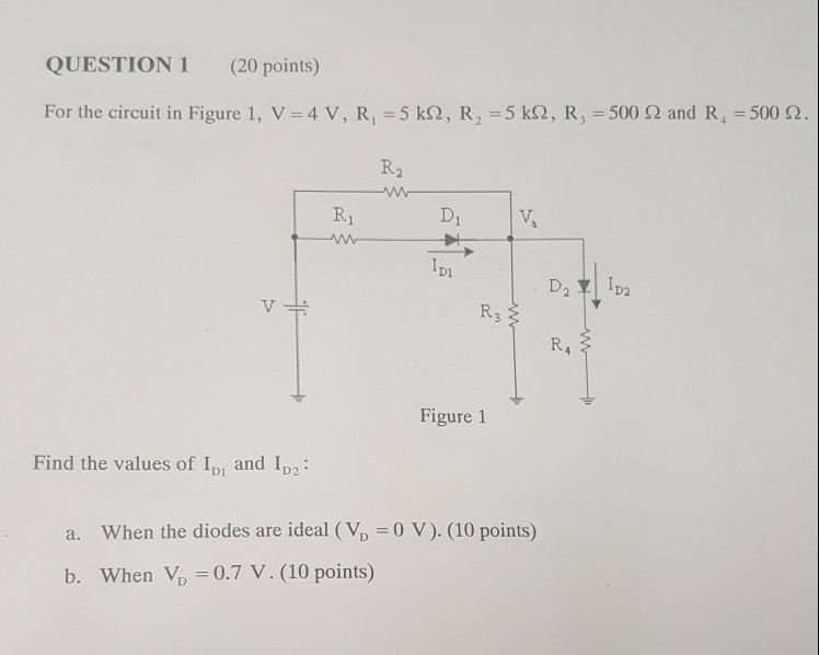Solved QUESTION 1 (20 points) For the circuit in Figure 1, V | Chegg.com
