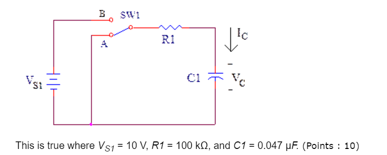 Solved For the RC circuit given below, the switch is moved | Chegg.com