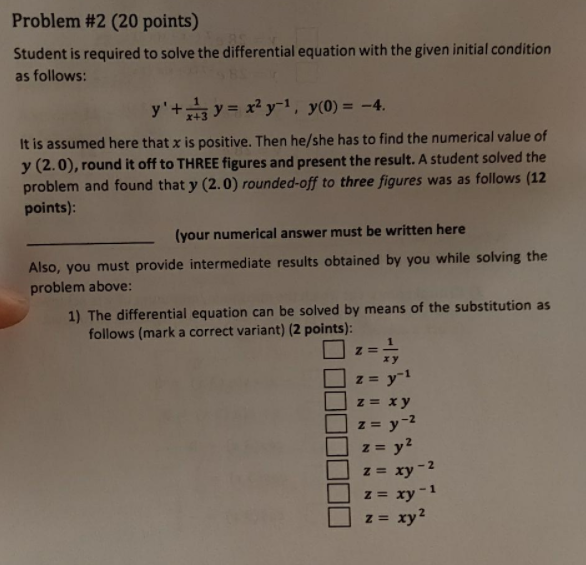 Solved Problem #2 (20 points) Student is required to solve | Chegg.com