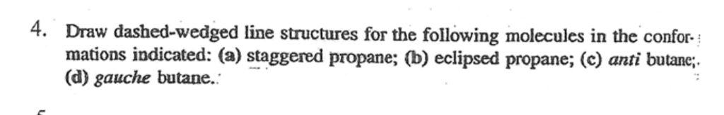 Solved 4. Draw dashed-wedged line structures for the | Chegg.com