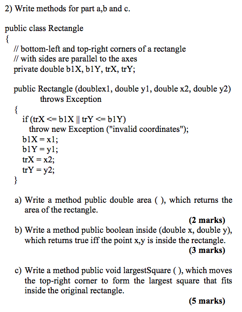 Solved Write methods for part a, b and c. public class | Chegg.com