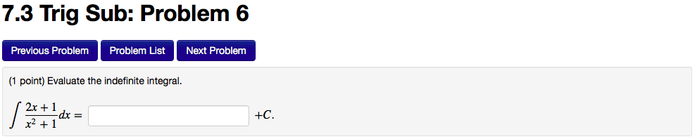 Solved 7.3 Trig Sub: Problem 6 Previous Problem Problem List | Chegg.com