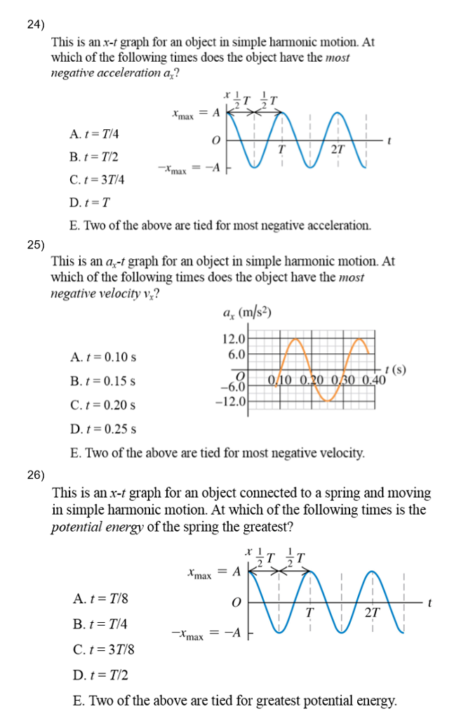 Solved 24) This is an xt graph for an object in simple | Chegg.com