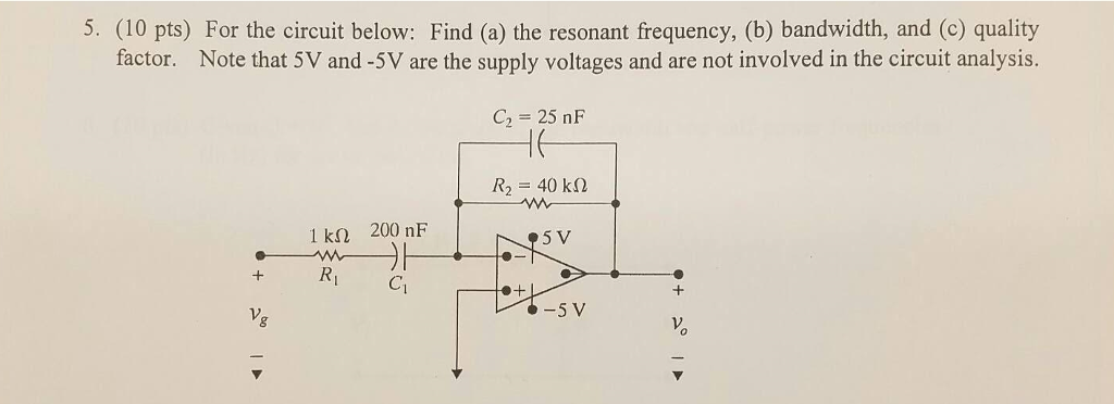 Solved For the circuit below: Find (a) the resonant | Chegg.com