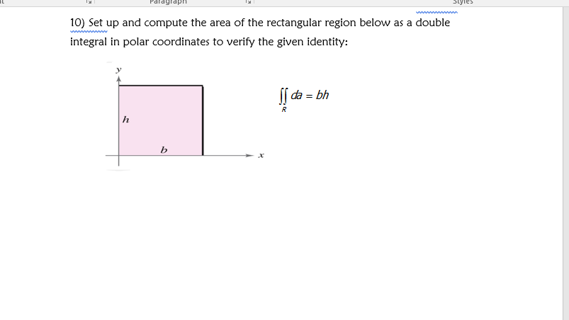 Solved Set up and compute the area of the rectangular region | Chegg.com