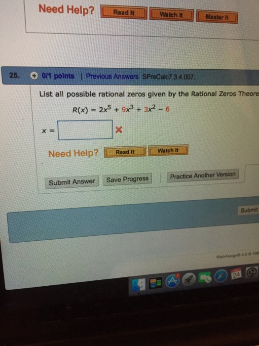 Solved List all possible rational zeros given by the | Chegg.com