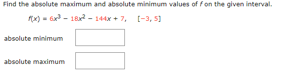 Solved Find the absolute maximum and absolute minimum values | Chegg.com