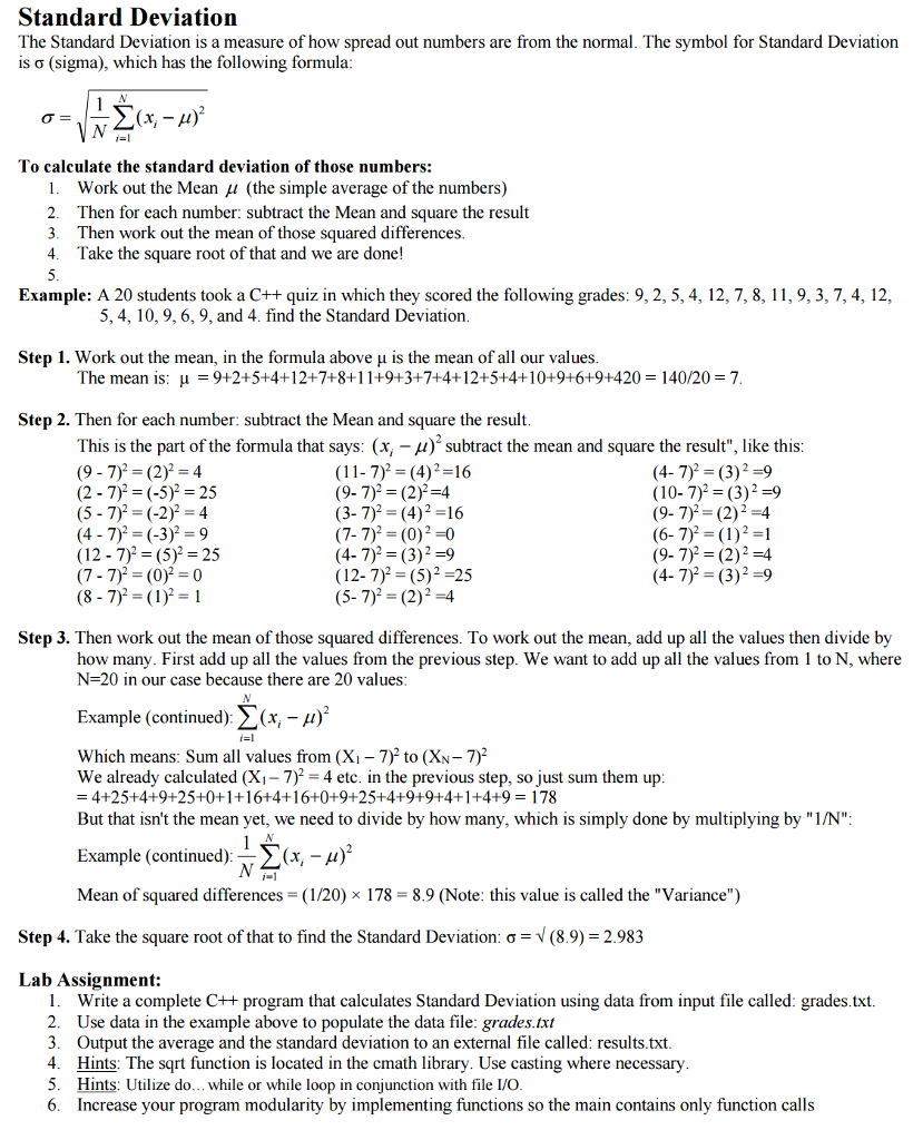 Solved The Standard Deviation is a measure of how spread out | Chegg.com