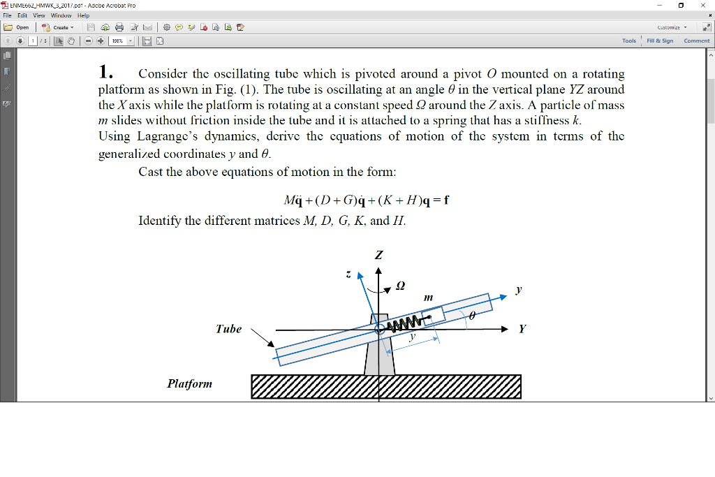 Consider the oscillating tube which is pivoted around | Chegg.com
