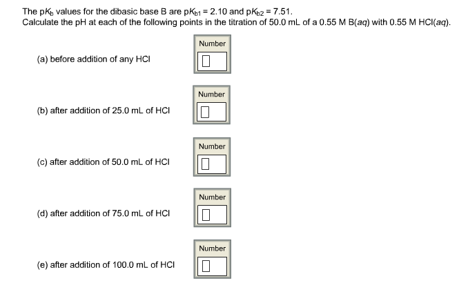 Solved The pKb values for the dibasic base B are pKb1 = 2.10 | Chegg.com