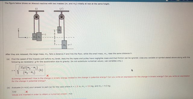 Solved After they are released the large mass, m. falsa | Chegg.com