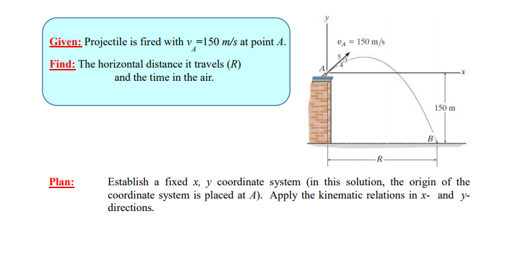 Solved Given: Projectile is fired with v=150 m/s at point 4. | Chegg.com