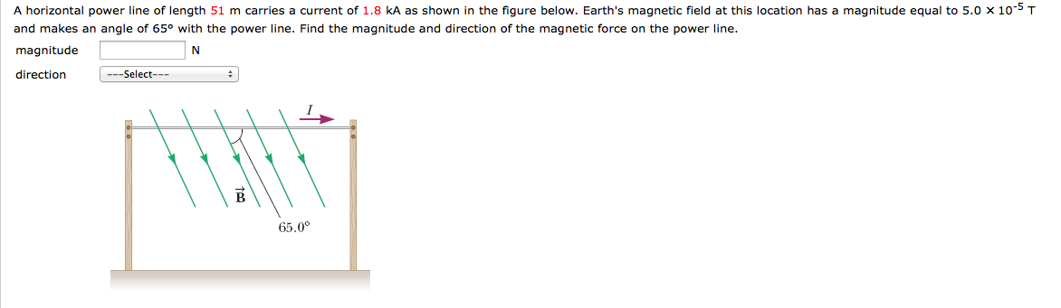 Solved A horizontal power line of length 51 m carries a | Chegg.com