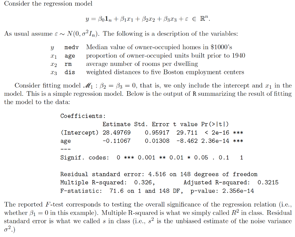 Solved Consider the regression model As usual assume E n | Chegg.com