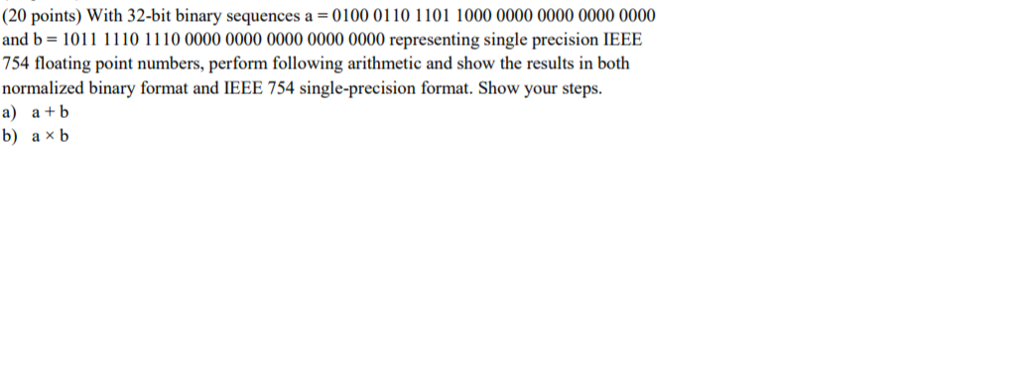 Solved (20 points) With 32-bit binary sequences a 0100 0110 | Chegg.com