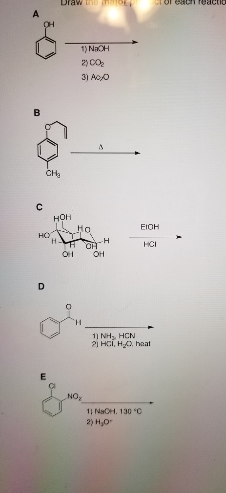 Solved Draw the m Ct Of eachn reactio 1) NaOH 2) CO2 3) Ac2O | Chegg.com