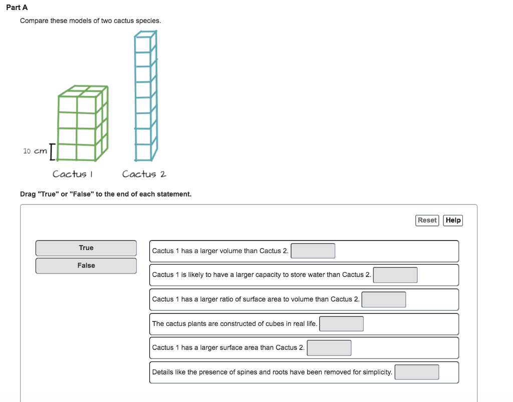 Solved Part A Compare these models of two cactus species 10 | Chegg.com