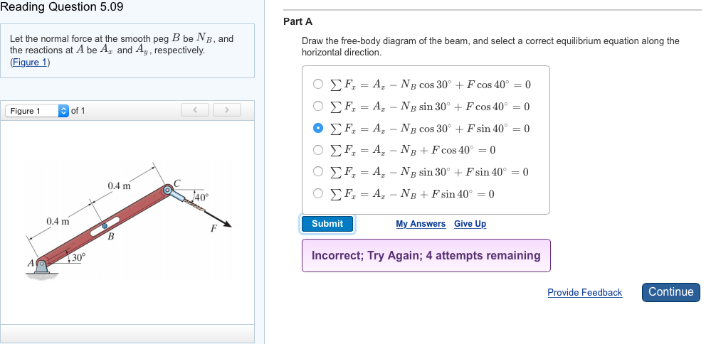 Solved Let the normal force at the smooth peg B be N_B, and | Chegg.com