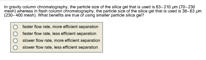 Solved In gravity column chromatography, the particle size | Chegg.com
