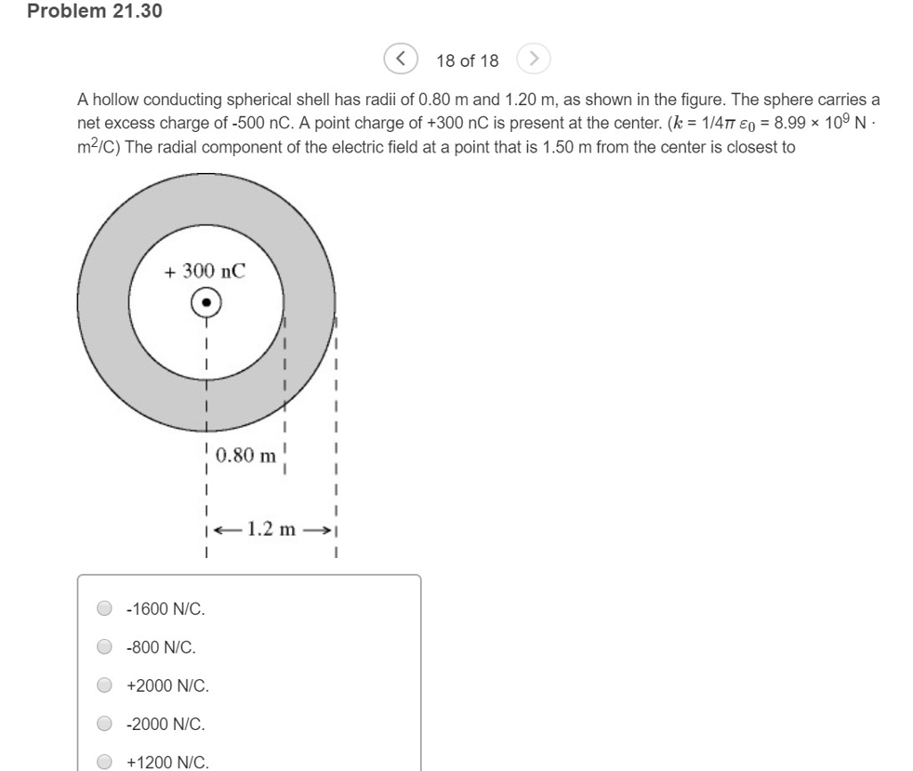 Solved Problem 21.30 (3) 18 of 18 A hollow conducting | Chegg.com