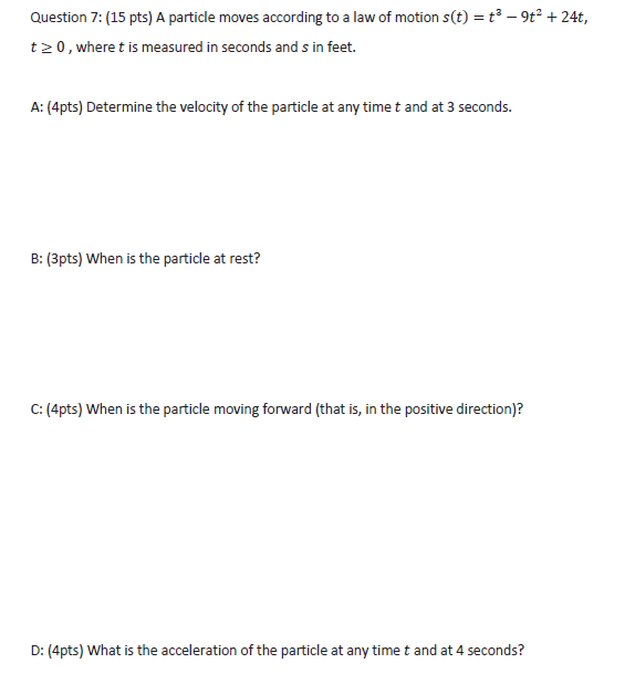 Solved A particle moves according to a law of motion s(t) = | Chegg.com