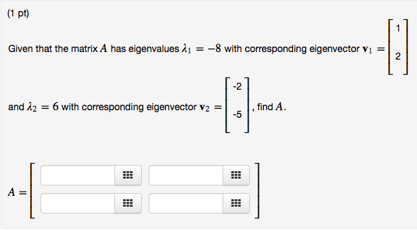 Solved Given that the matrix A has eigenvalues lambda 1 = -8 | Chegg.com