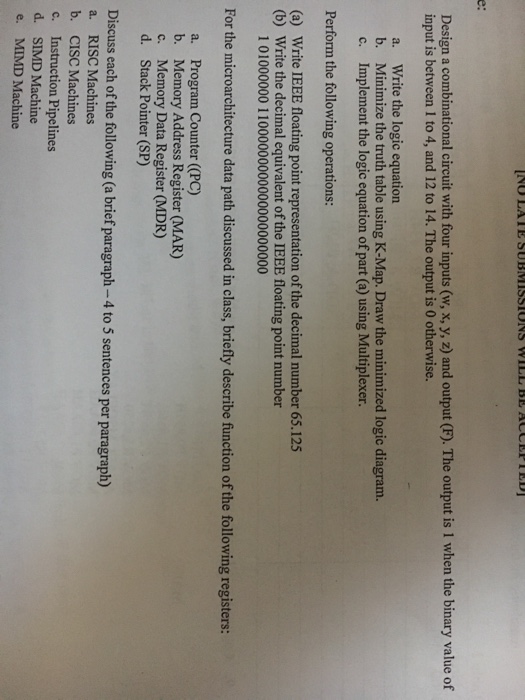 Solved Design A Combinational Circuit With Four Inputs W