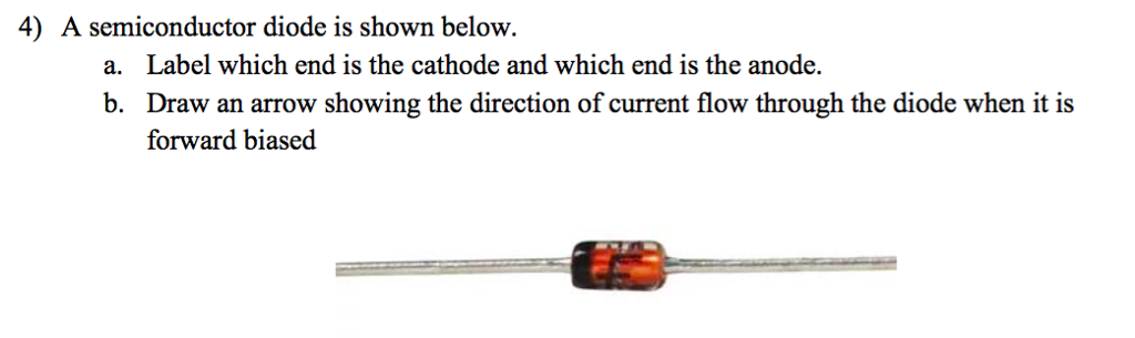 Solved 4) A semiconductor diode is shown below. Label which | Chegg.com