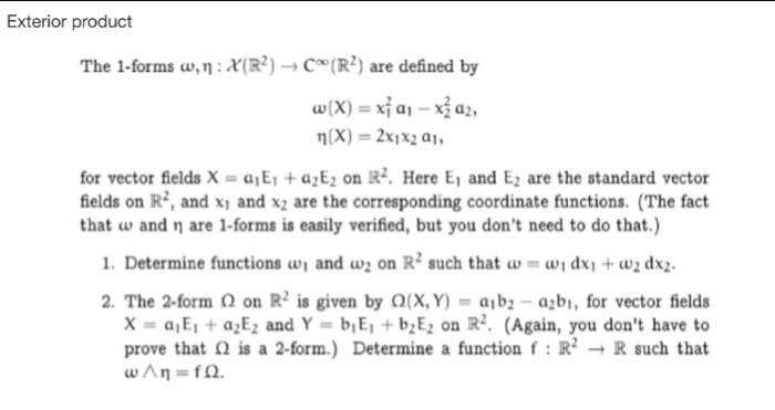 Solved The 1-forms omega, neta: X(R)^2 rightarrow C^infinity | Chegg.com