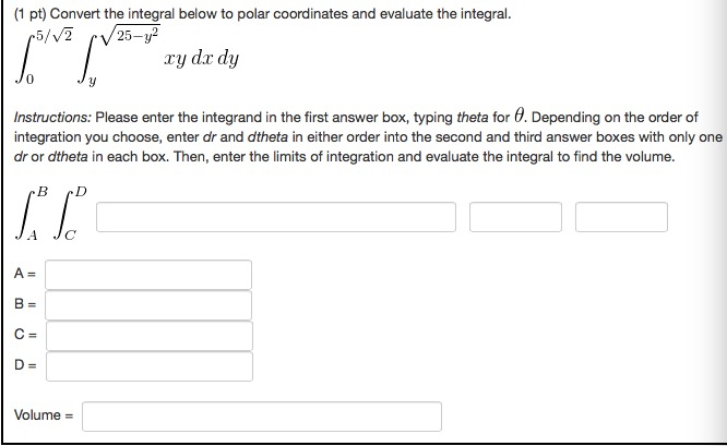 Solved (1 pt) Convert the integral below to polar | Chegg.com