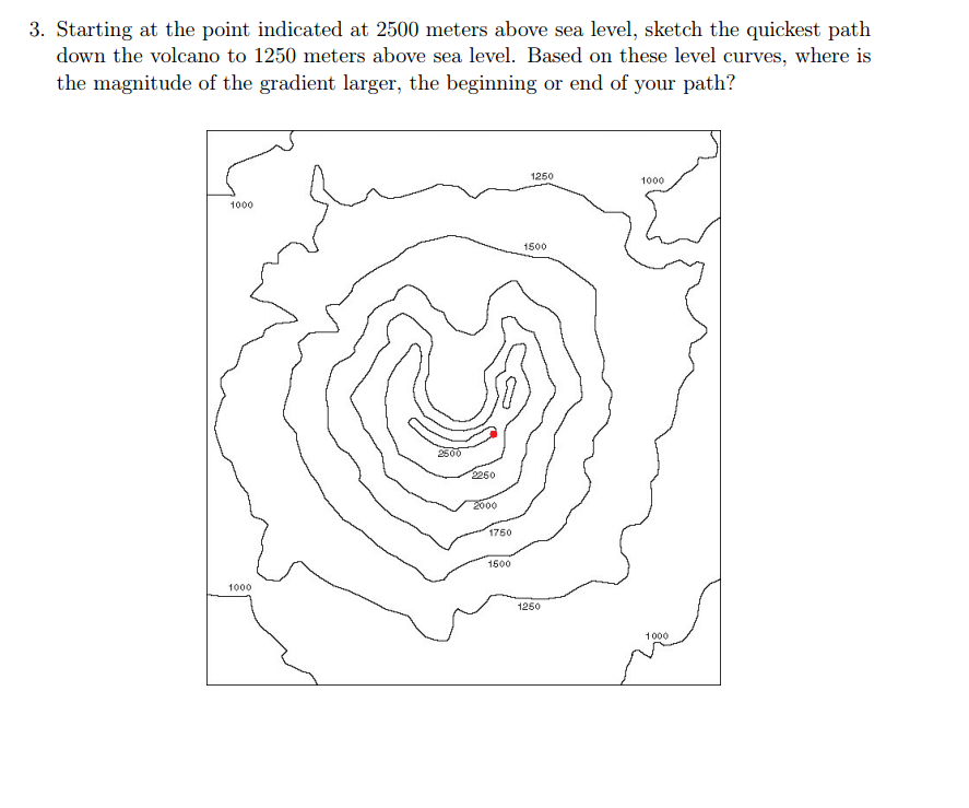 Solved Starting at the point indicated at 2500 meters above | Chegg.com