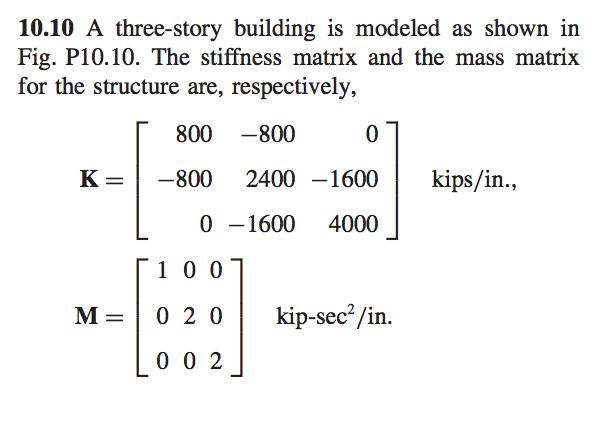10.10 A three-story building is modeled as shown in | Chegg.com
