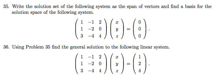 Solved Write the solution set of the following system as the | Chegg.com