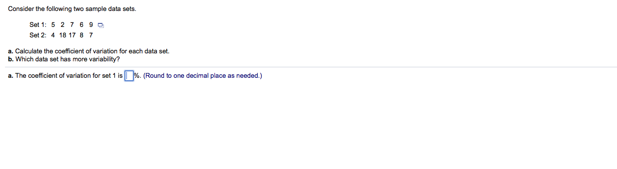 Solved Consider the following two sample data sets. | Chegg.com