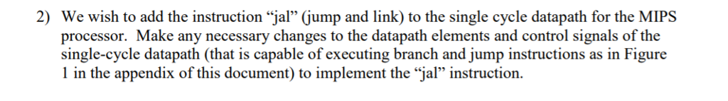 2) We wish to add the instruction "jal" (jump and | Chegg.com