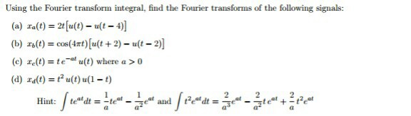 Solved Using the Fourier transform integral, find the | Chegg.com