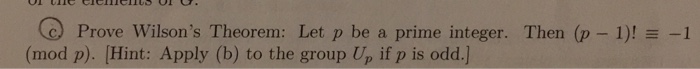 Solved Prove Wilson's Theorem: Let p be a prime integer. | Chegg.com