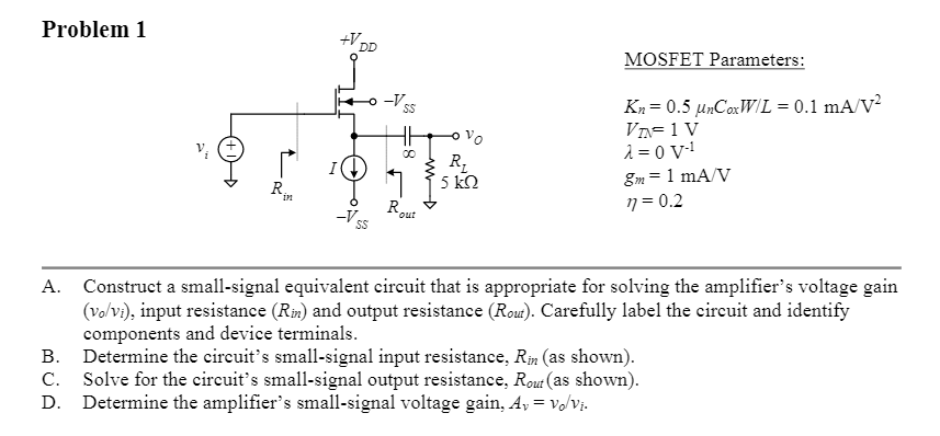 Solved Construct a small-signal equivalent circuit that is | Chegg.com