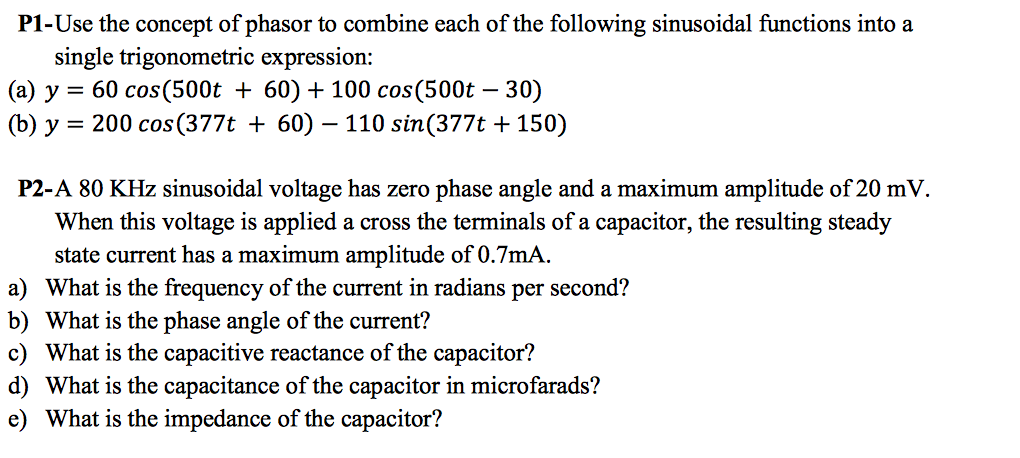 Solved Use the concept of phasor to combine each of the | Chegg.com