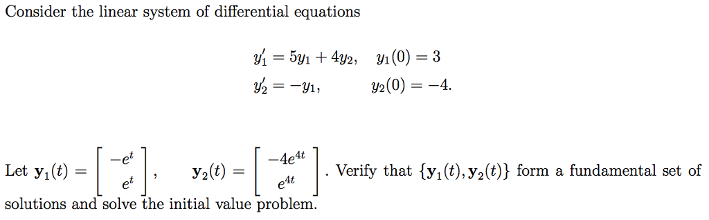 Solved Consider the linear system of differential equations | Chegg.com