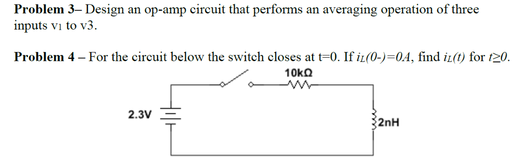 Solved Design an op-amp circuit that performs an averaging | Chegg.com