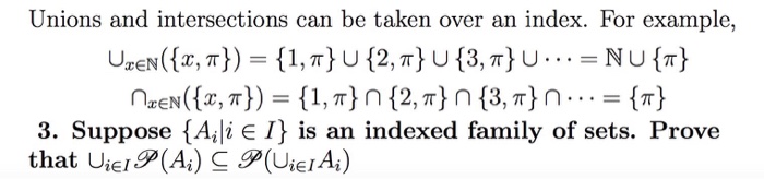 Solved Unions and intersections can be taken over an index. | Chegg.com