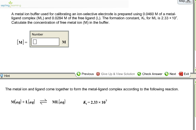Solved A metal ion buffer used for calibrating an | Chegg.com