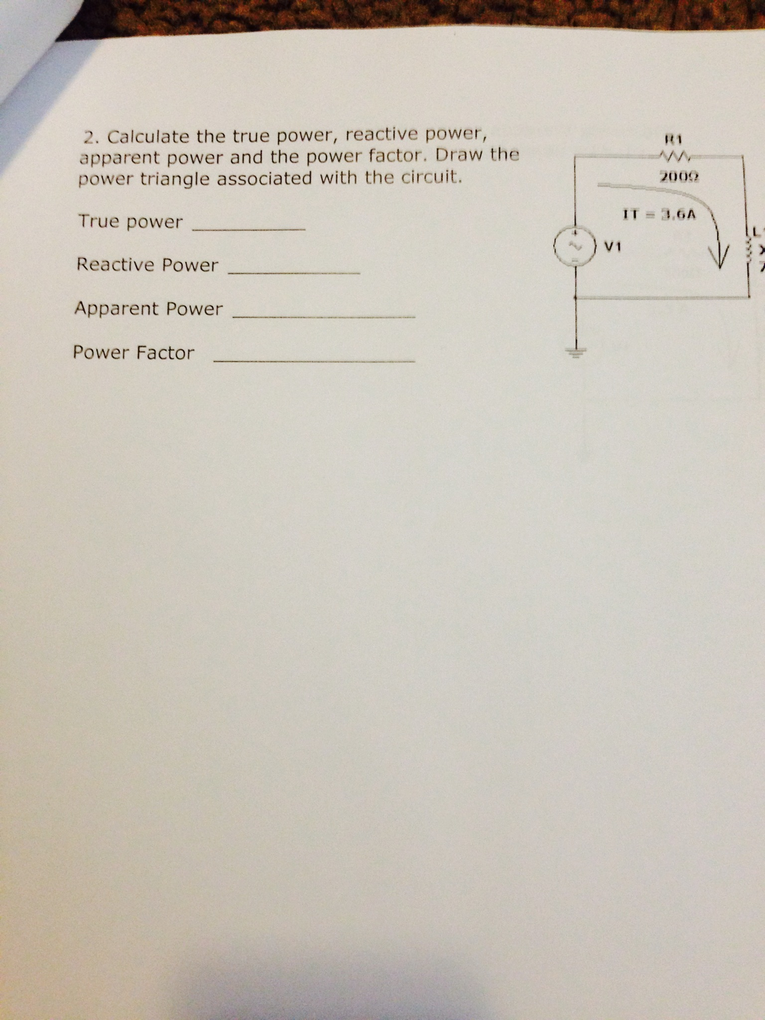 Solved Calculate the true power, reactive power, apparent | Chegg.com