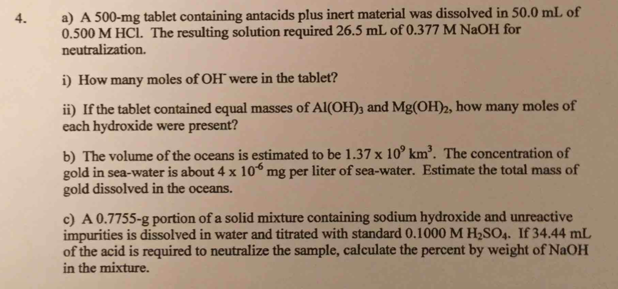 Solved A 500-mg tablet containing antacids plus inert | Chegg.com