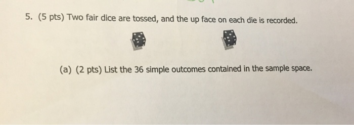 Solved: 5. (5 Pts) Two Fair Dice Are Tossed, And The Up Fa... | Chegg.com