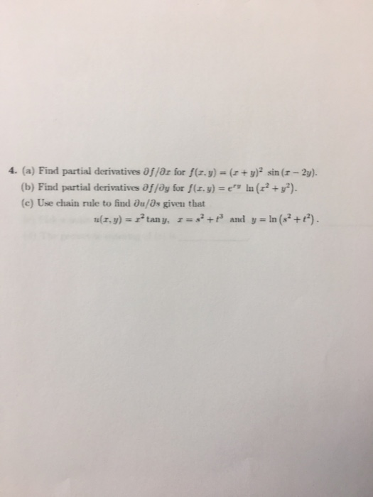 Solved Find partial derivatives partial differential | Chegg.com