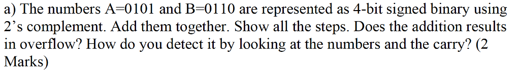 Solved The numbers A=0101 and B=0110 are represented as | Chegg.com